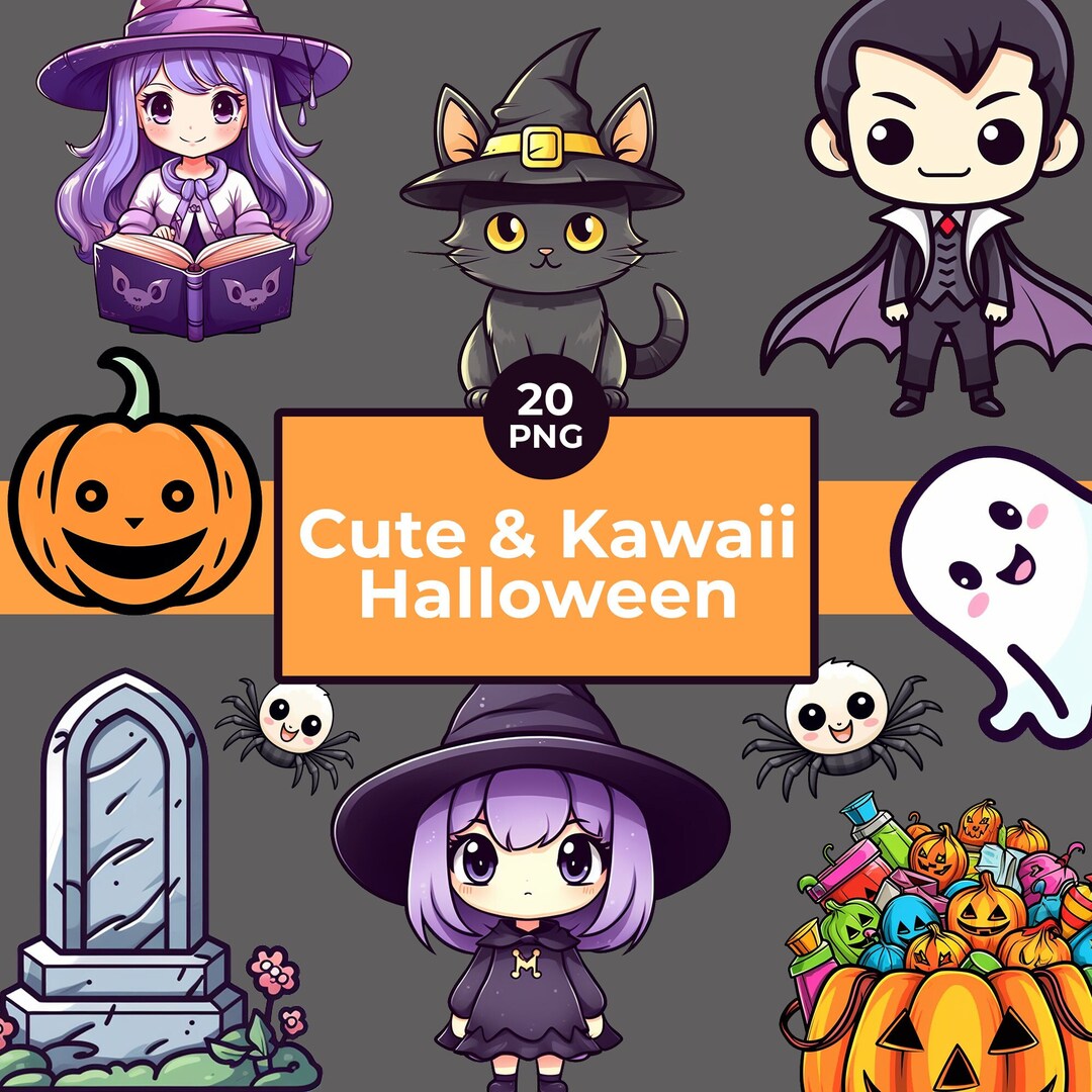Cute Halloween Clipart - Kawaii Halloween Clipart - Halloween 2023 ...