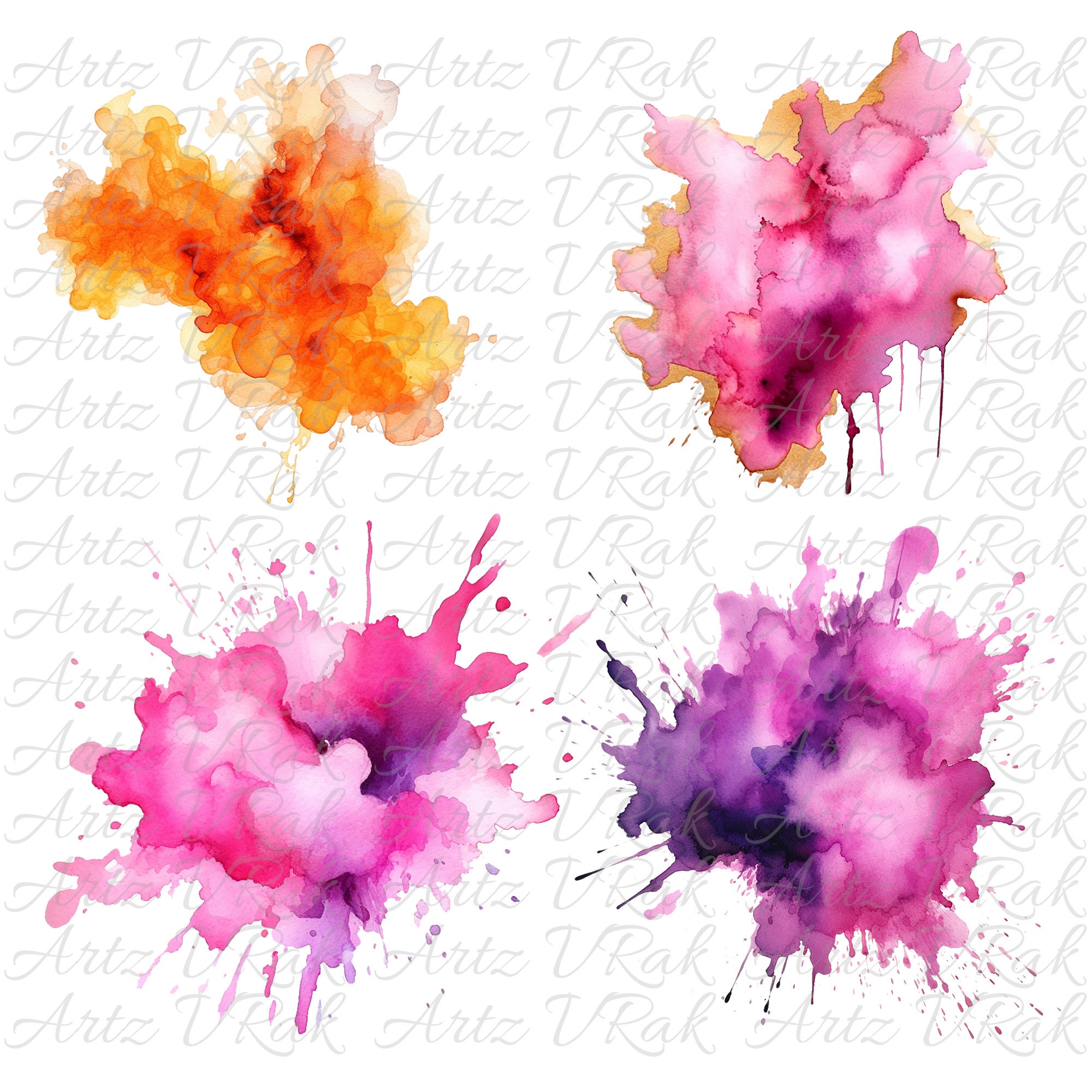 Watercolor Splash Clipart Rainbow Purple Red Blue ... Splash Colorful ...
