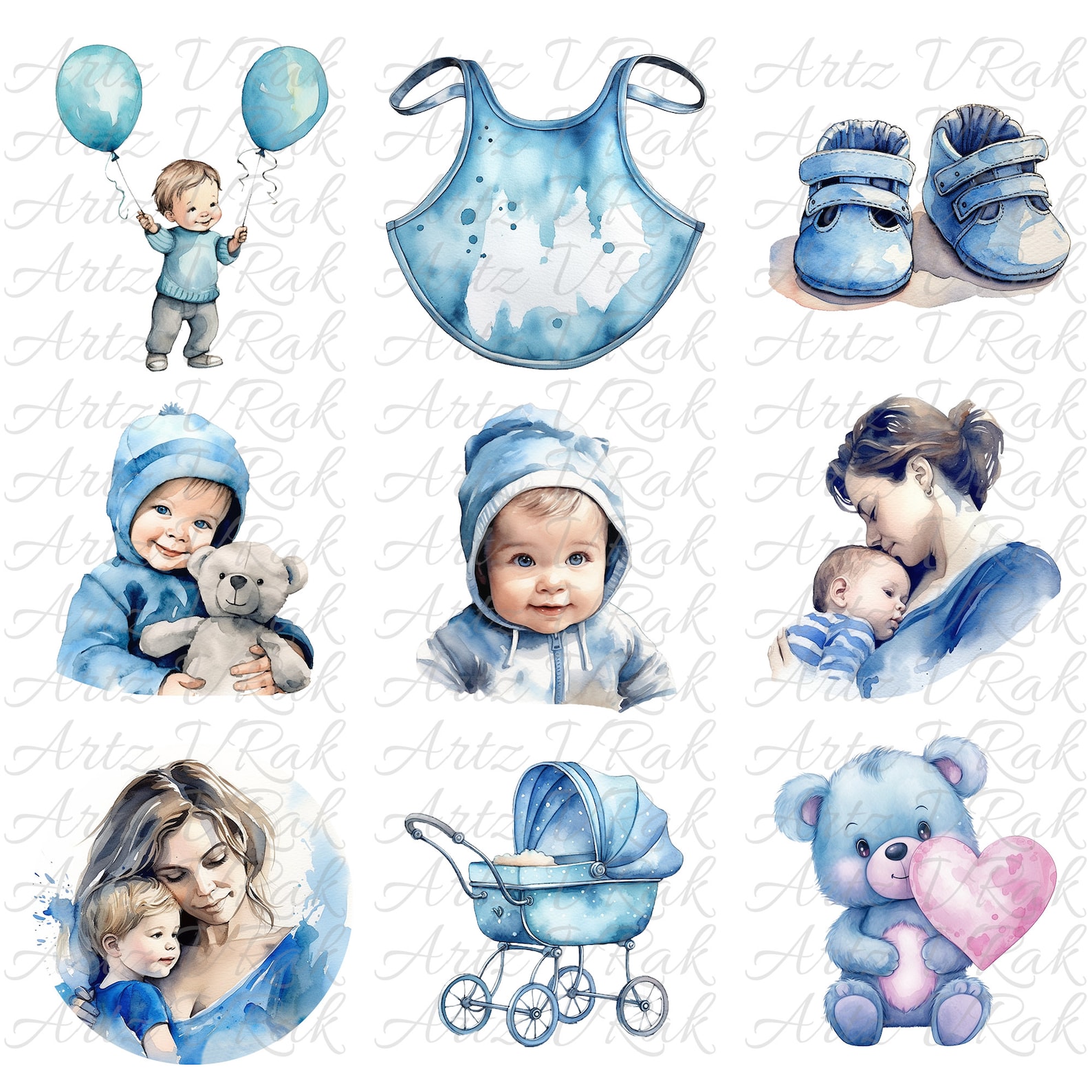 Watercolor Baby Shower Clipart Cute Images for Baby Shower It's a Boy ...