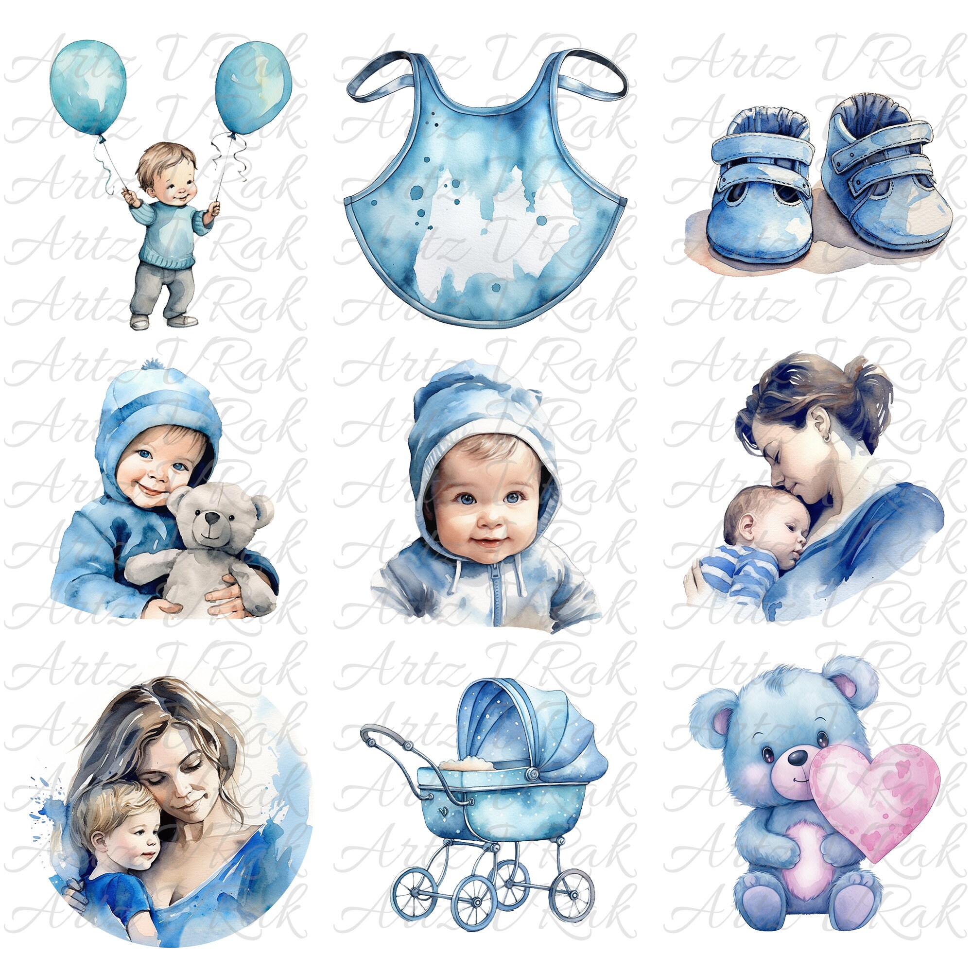 Watercolor Baby Shower Clipart Cute Images for Baby Shower It's a Boy ...