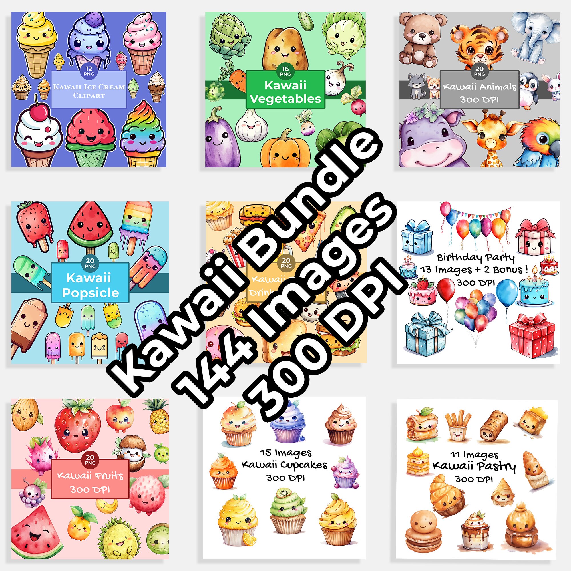 Kawaii Birthday Clipart Cute Birthday Clipart Birthday - Etsy UK