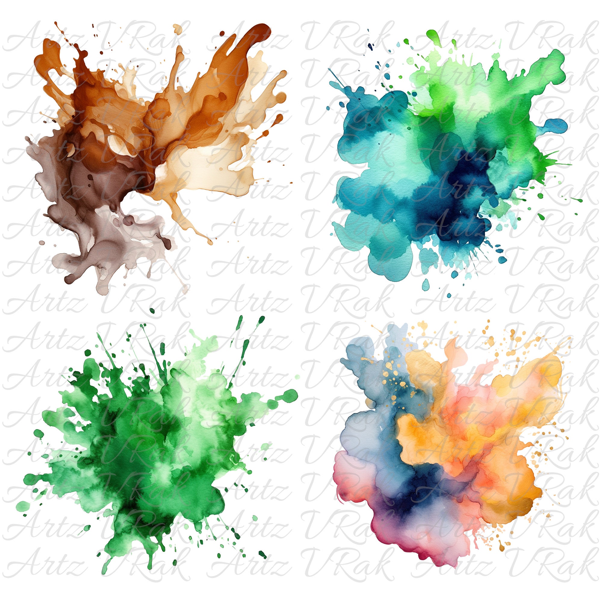 Watercolor Splash Clipart Rainbow Purple Red Blue ... Splash Colorful ...