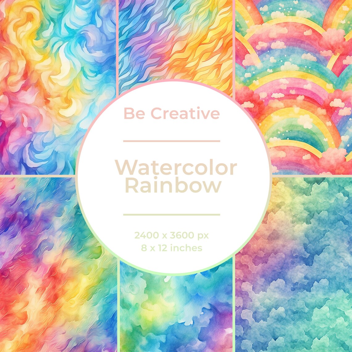 Colorful Background - Watercolor Rainbow Digital Paper Clipart ...