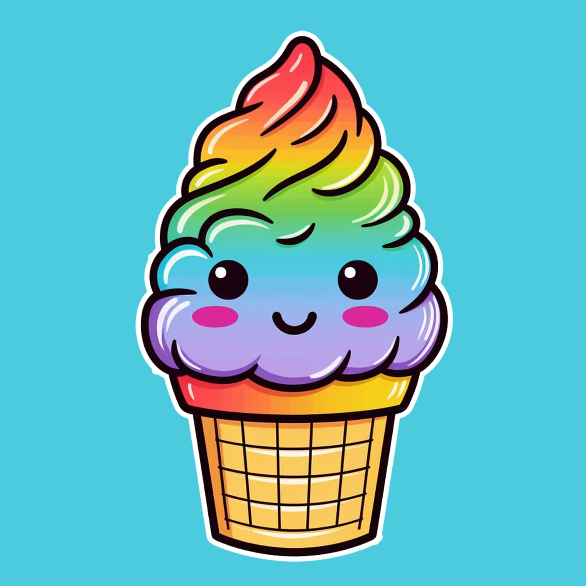 Kawaii Ice Cream Clipart Cute Ice Cream Clipart Perfect to Make Sticker ...