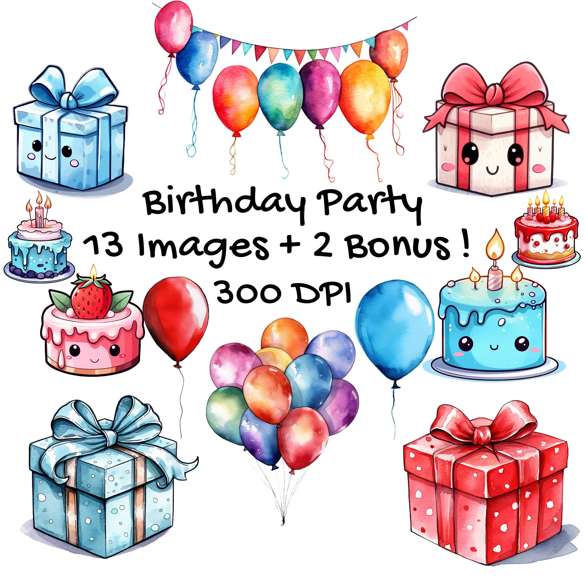 Kawaii Birthday Clipart Cute Birthday Clipart Birthday Clipart Kawaii ...