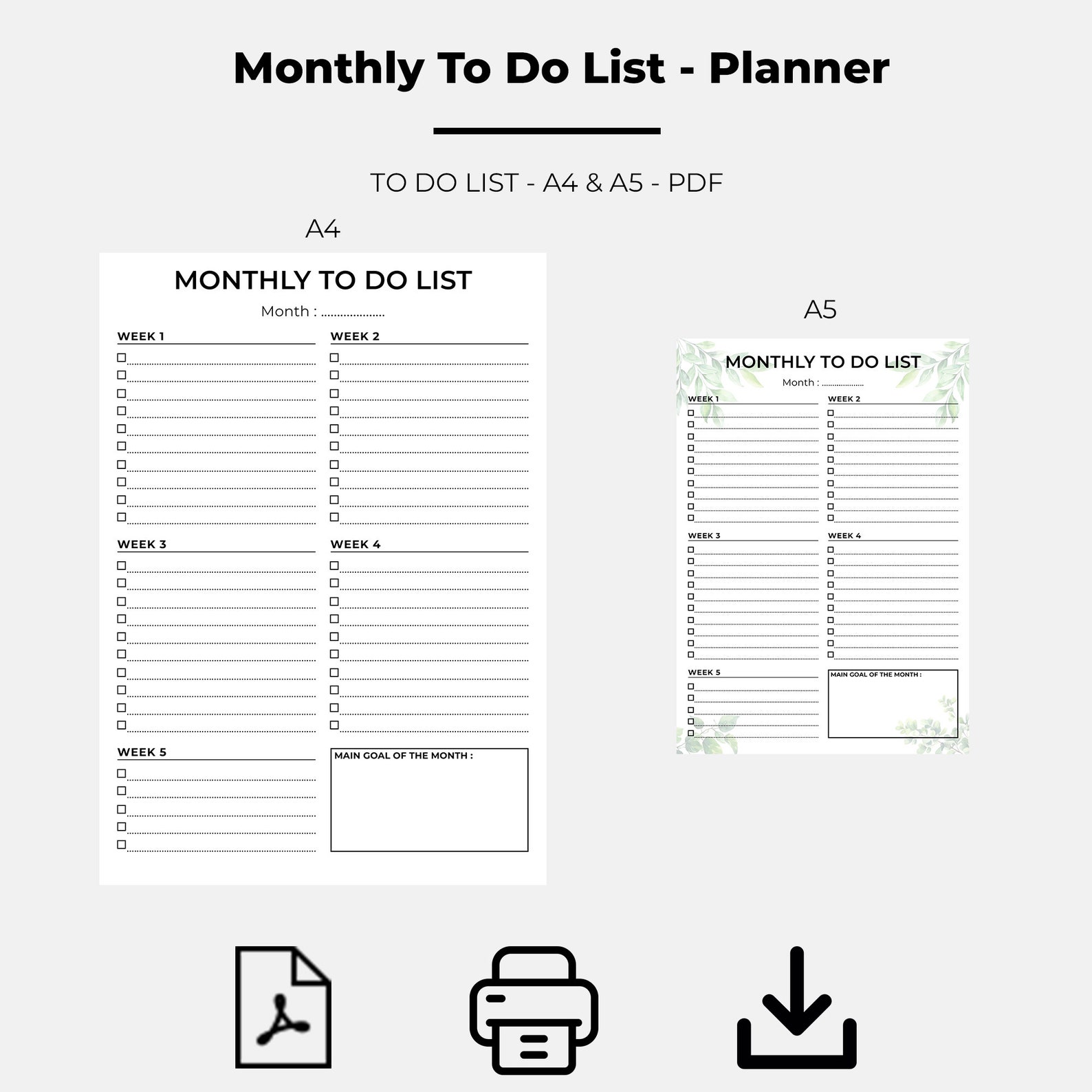 Printable Monthly to Do List - Printable Monthly Task List - Template ...