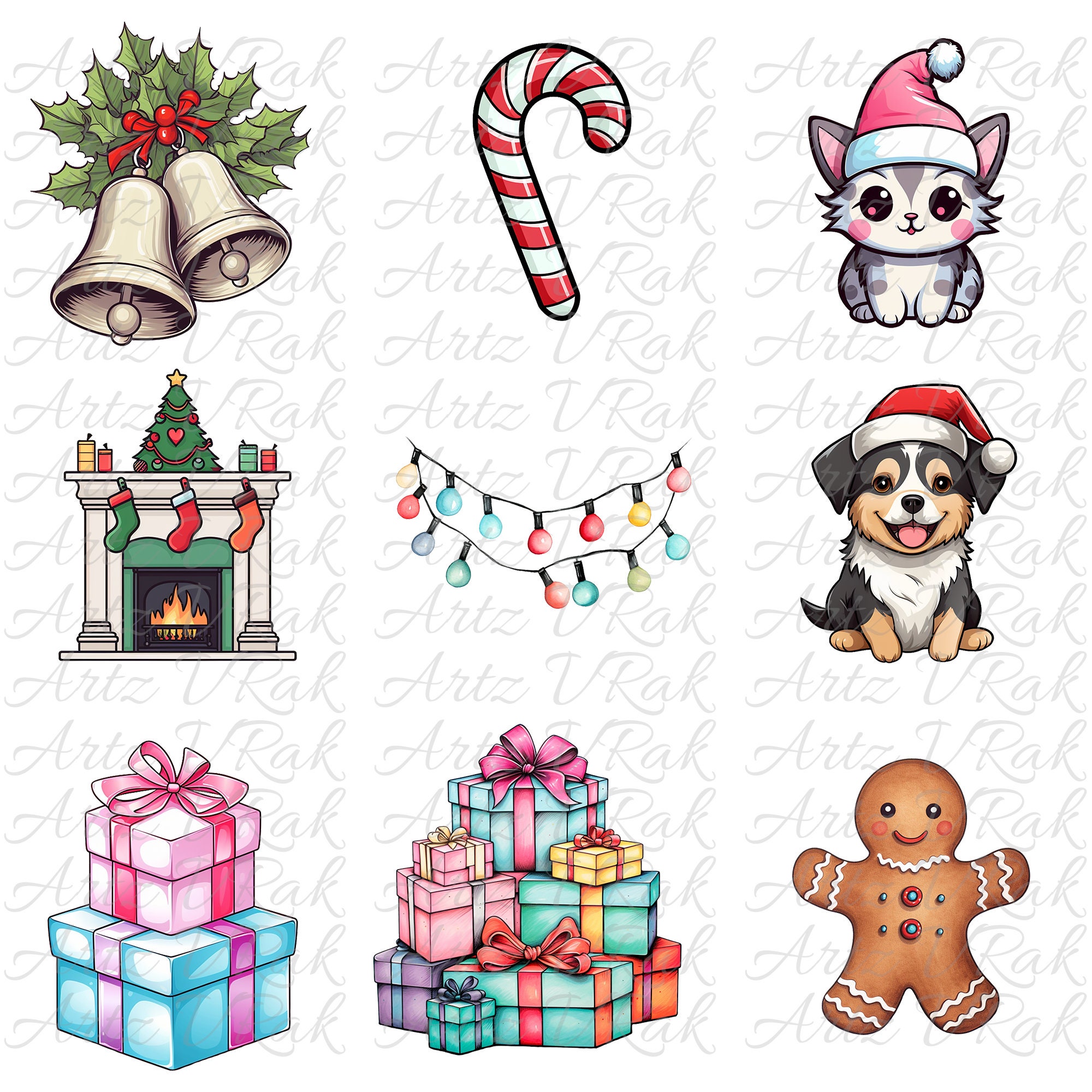 Cute Christmas Clipart Kawaii Christmas Clipart Christmas - Etsy