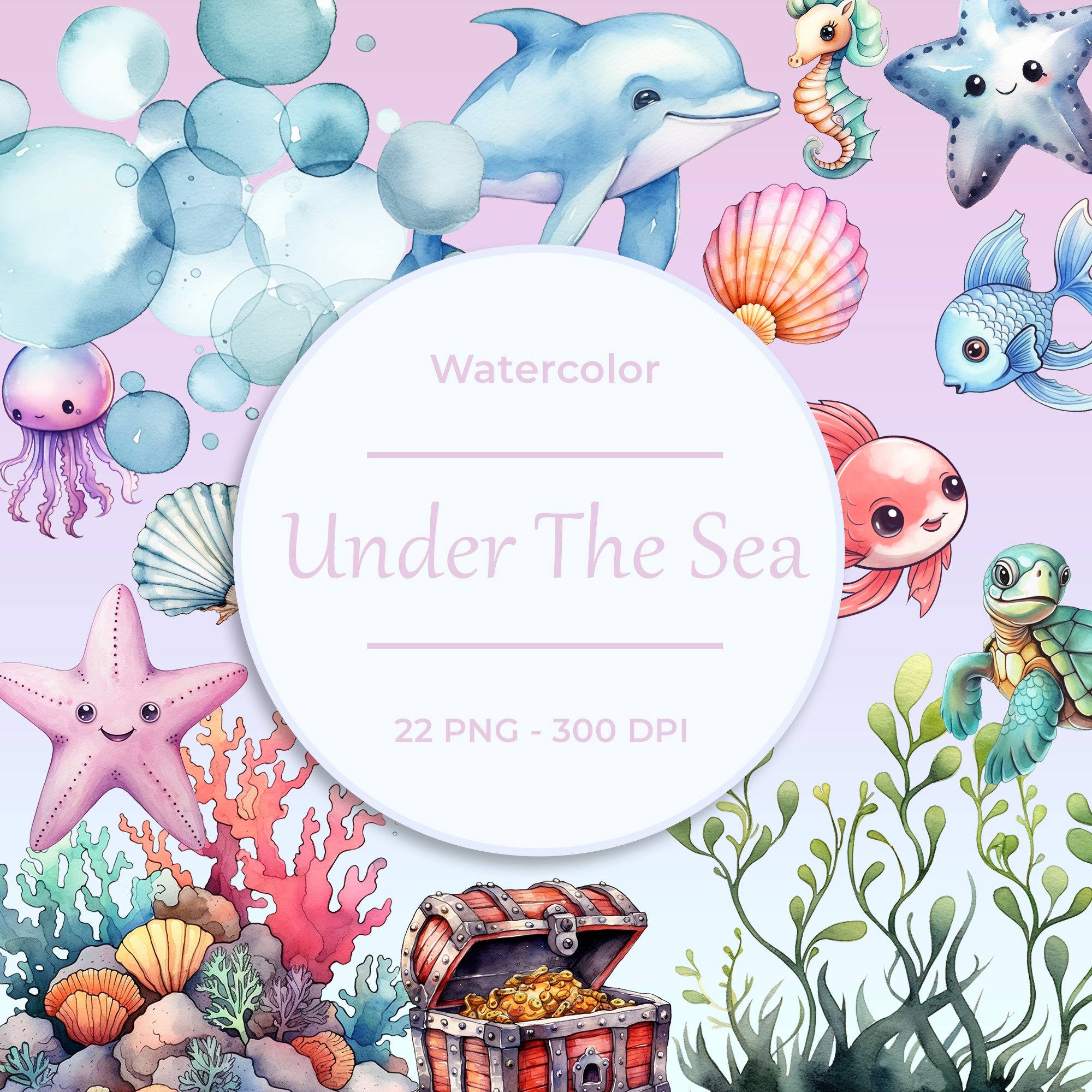 Undersea Watercolor Clipart Undersea Bundle Nursery Decor, Baby Wall ...