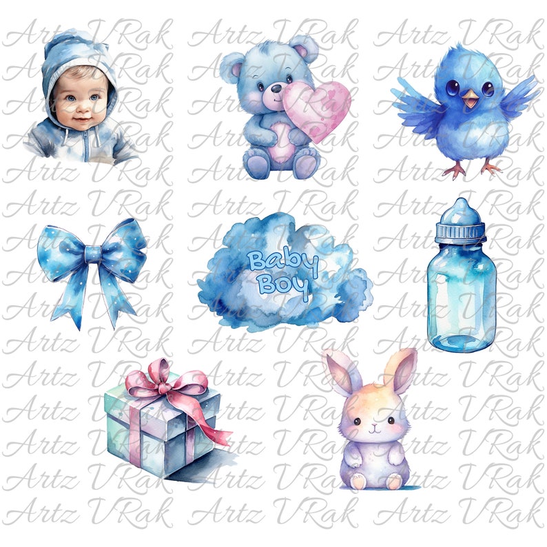 Watercolor Baby Shower Clipart Cute Images for Baby Shower - Etsy