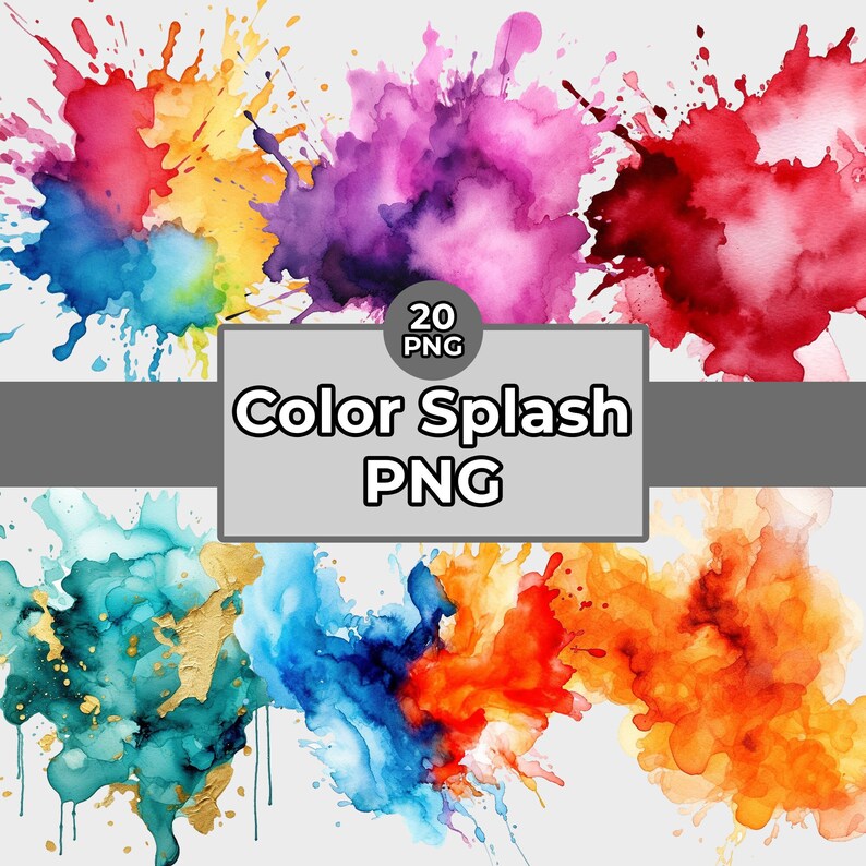 Watercolor Splash Clipart Rainbow Purple Red Blue ... Splash Colorful ...