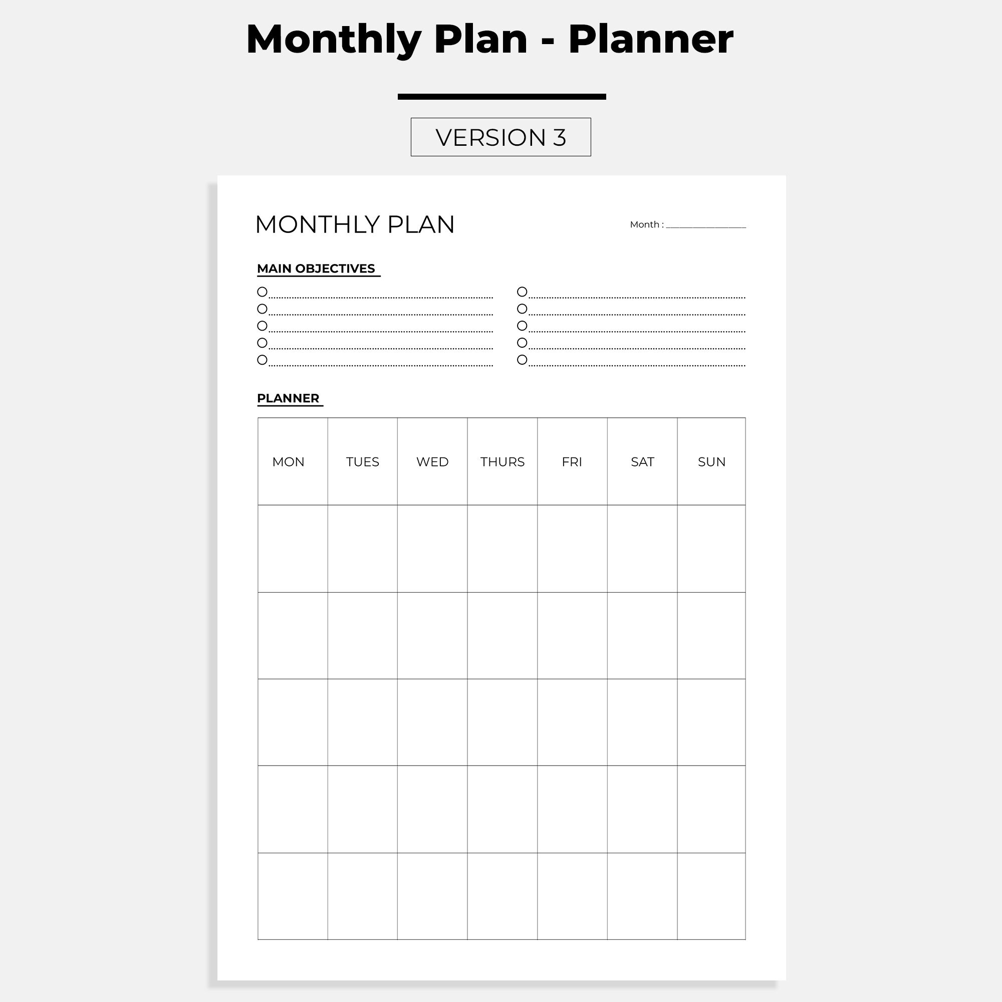 Monthly Plan Printable - Monthly Task List Printable - Productivity ...