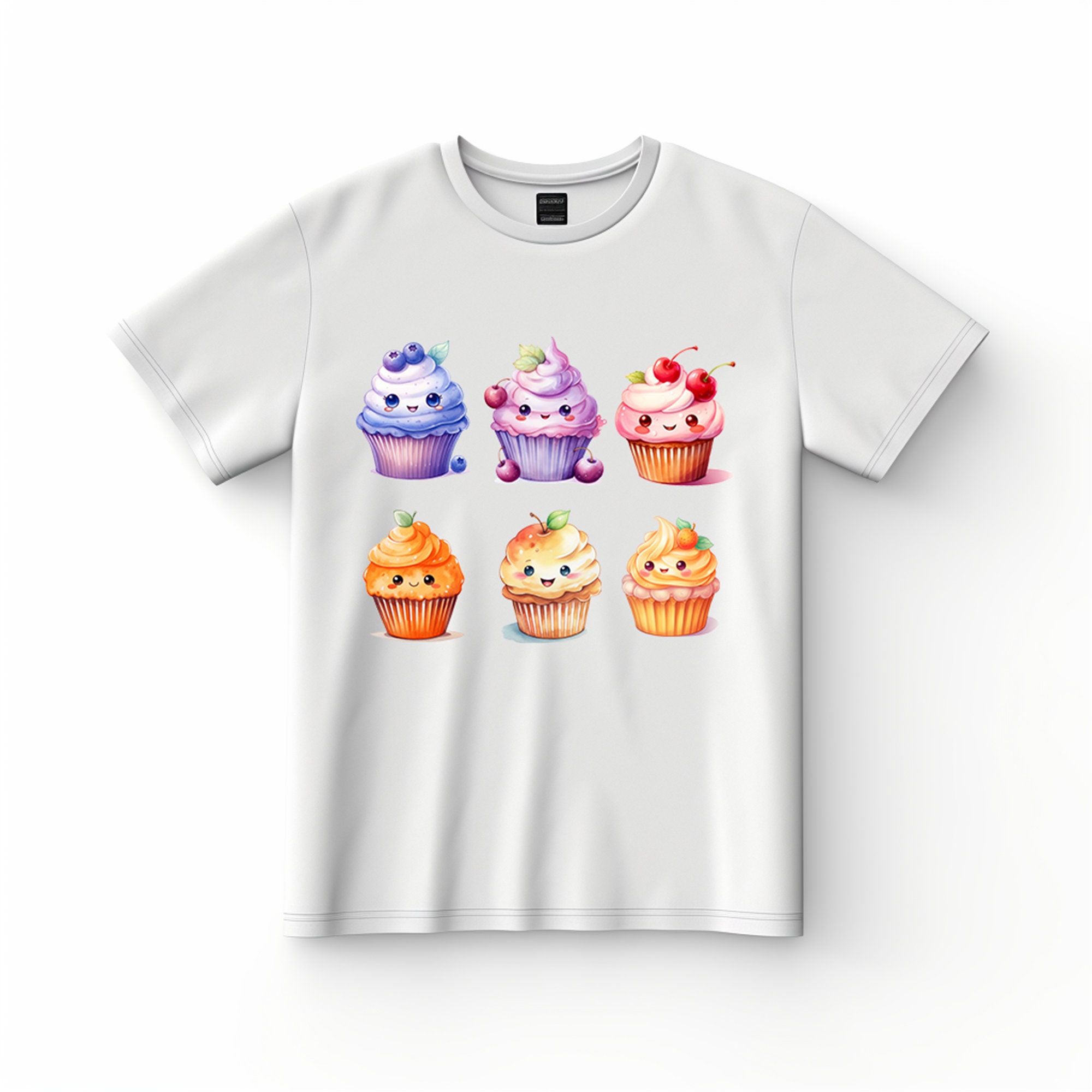 Watercolor Kawaii Cupcakes Clipart - Watercolor Cute Cupcakes Clipart ...