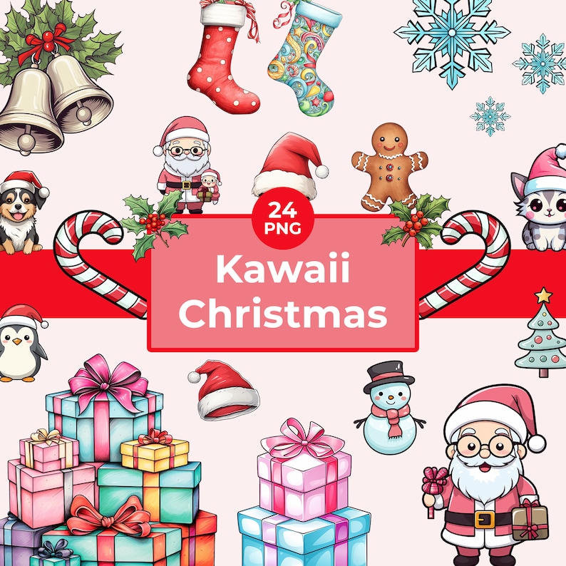 Cute Christmas Clipart - Kawaii Christmas Clipart - Christmas 2023 ...