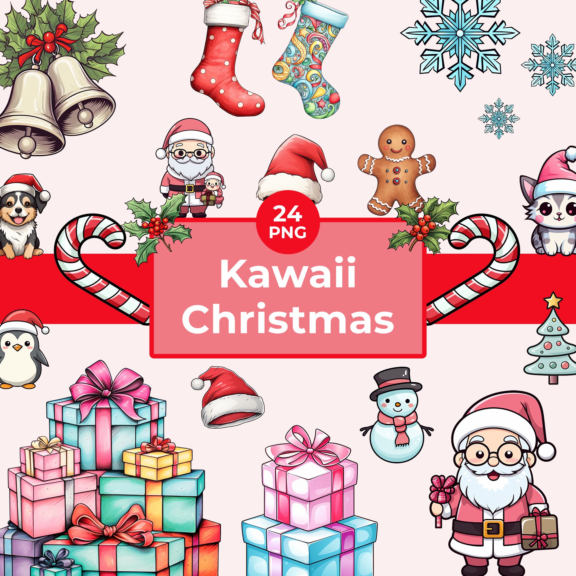 Cute Christmas Clipart - Kawaii Christmas Clipart - Christmas 2023 ...