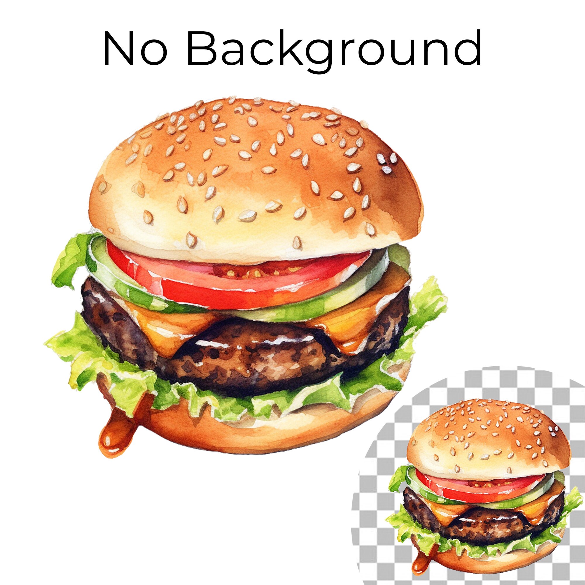 Watercolor Food and Drinks Clipart - Fast Food - Fruits - Drinks - Ice ...