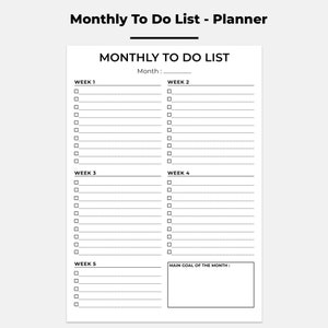 Printable Monthly to Do List - Printable Monthly Task List - Template ...