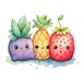 Watercolor Kawaii Fruit Clipart, Kawaii Summer Fruit Clipart - Instant ...