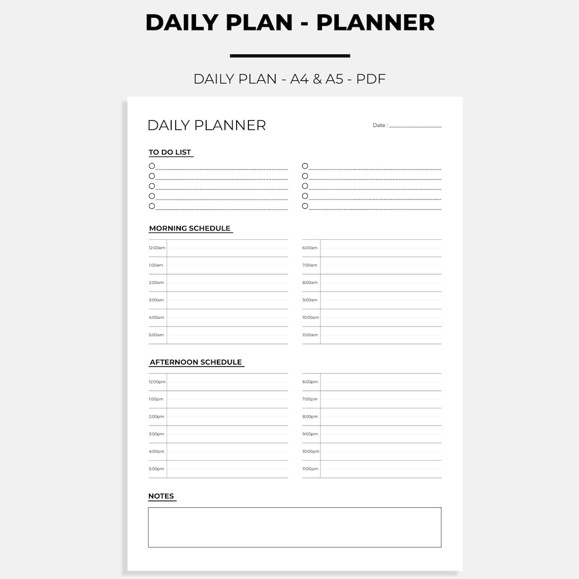 Daily Plan Printable - Daily Task List Printable - Daily Schedule ...