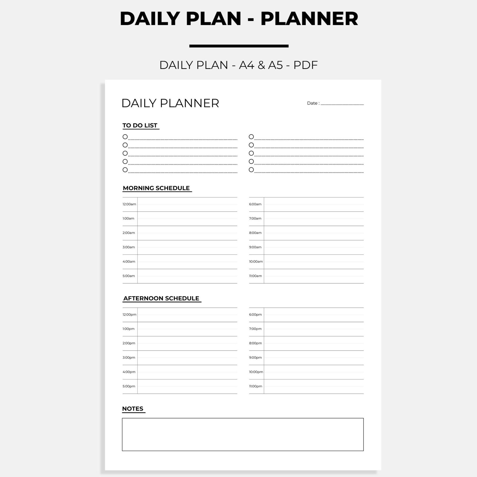 Daily Plan Printable - Daily Task List Printable - Daily Schedule ...
