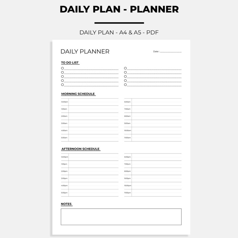 Daily Plan Printable Daily Task List Printable Daily Schedule ...