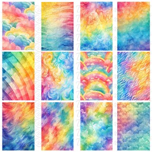 Colorful Background - Watercolor Rainbow Digital Paper Clipart ...