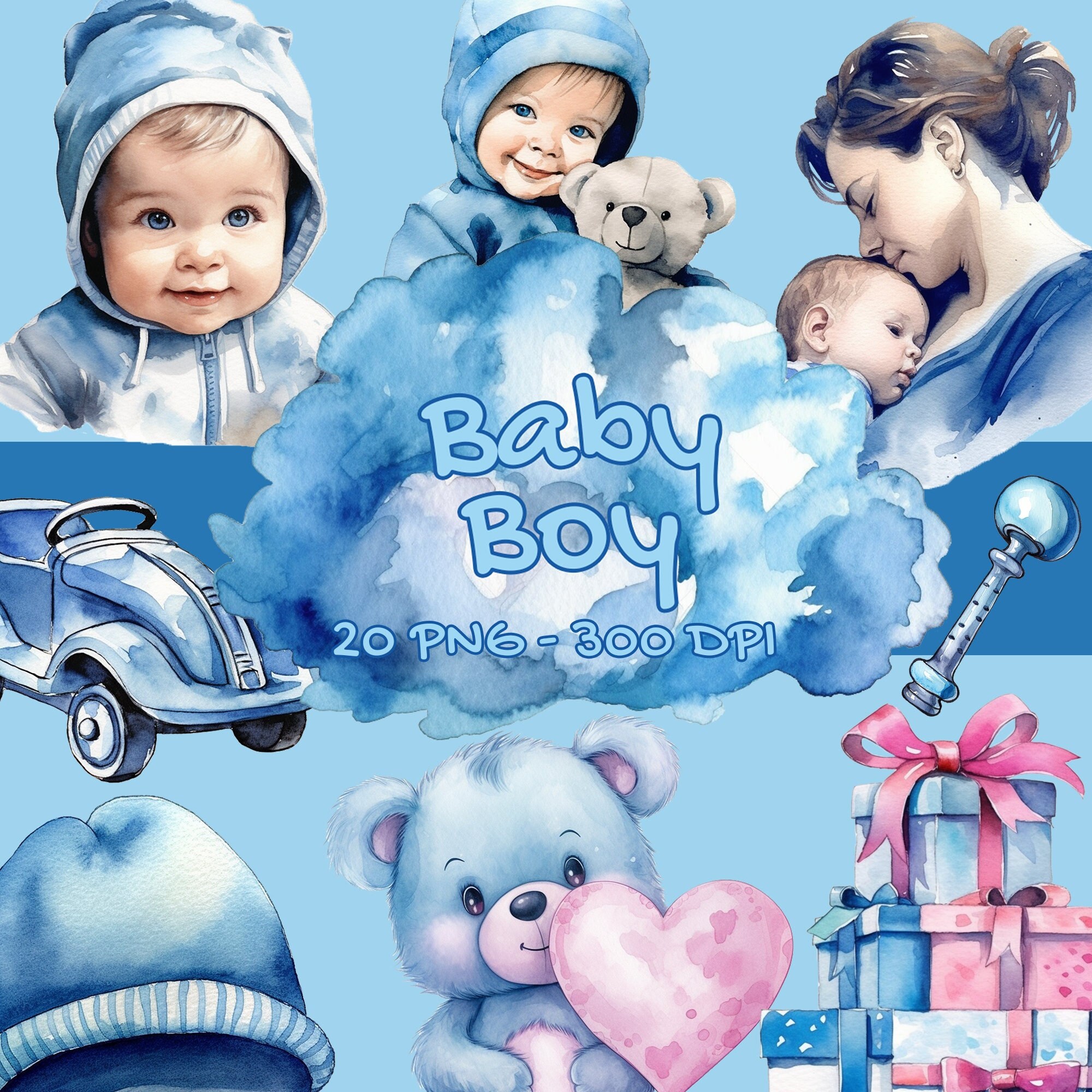 Watercolor Baby Shower Clipart Cute Images for Baby Shower It's a Boy ...