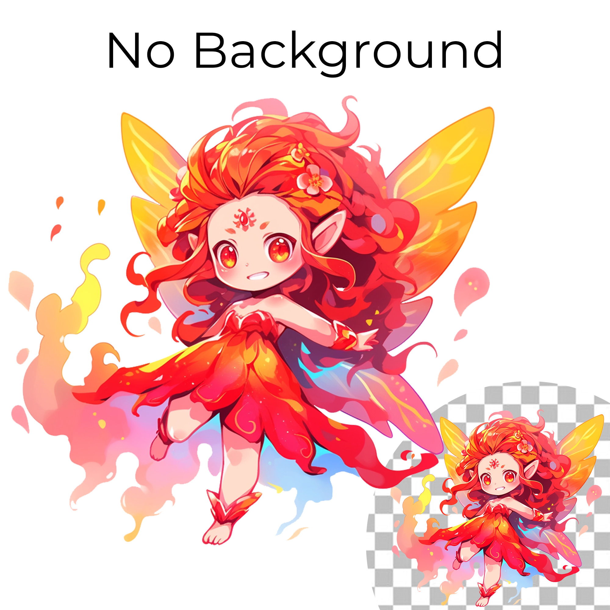 Kawaii Fire Fairies Clipart Bundle Red Fairy Anime / Manga Version Cute ...
