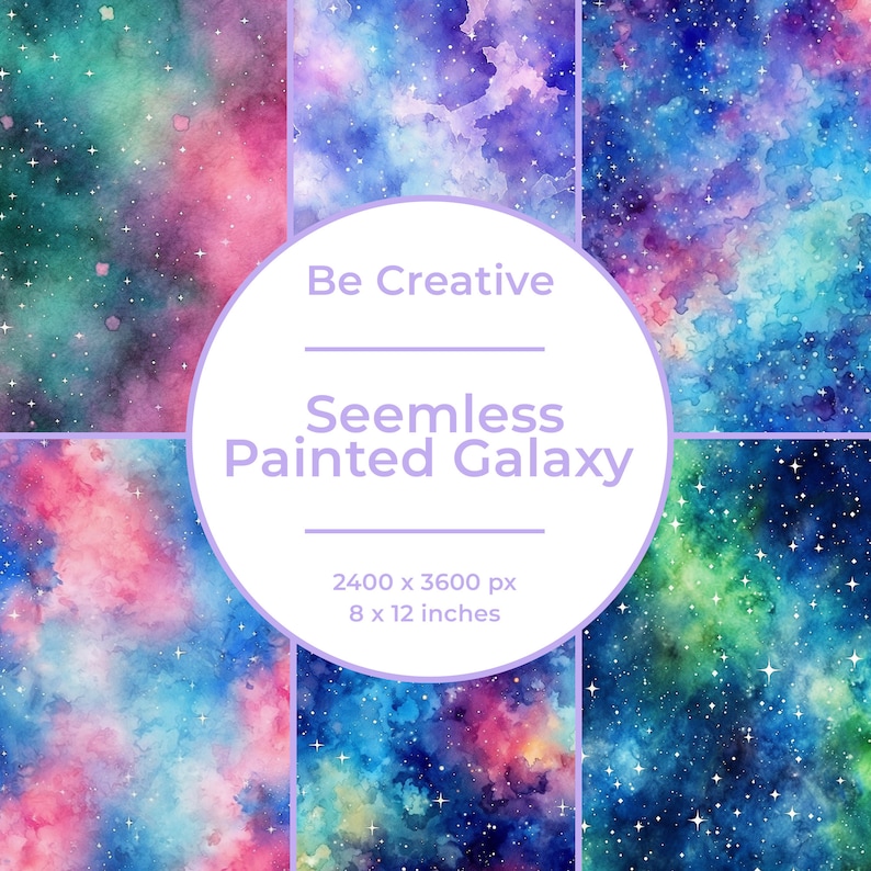 Painted Galaxy Digital Paper - Starry Night and Galaxy Background ...