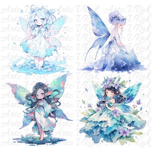 Kawaii Water Fairies Clipart Bundle - Water Fairy - Anime / Manga ...