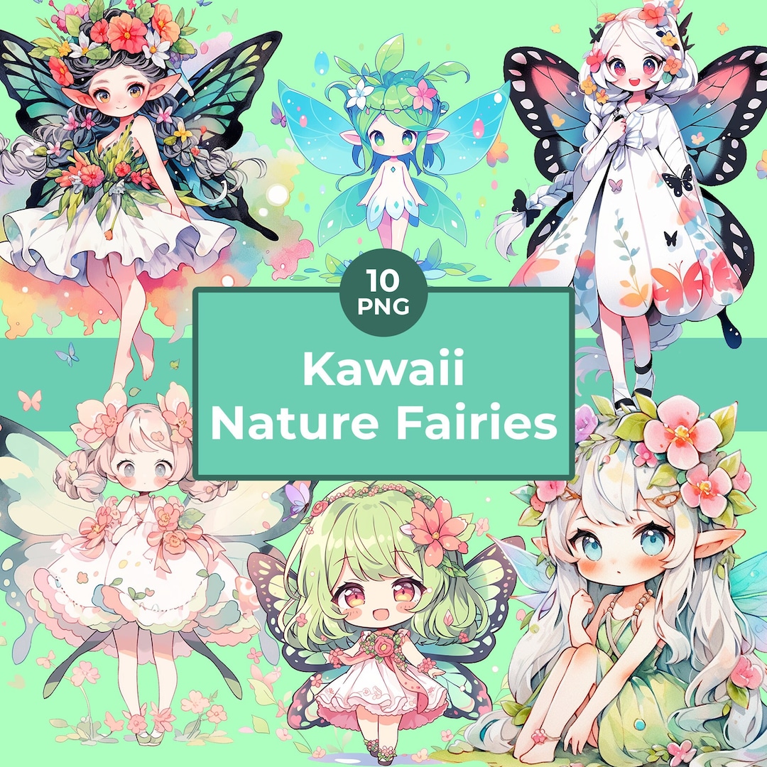 Kawaii Natural Fairies Clipart Bundle - Nature Fairy - Anime / Manga ...
