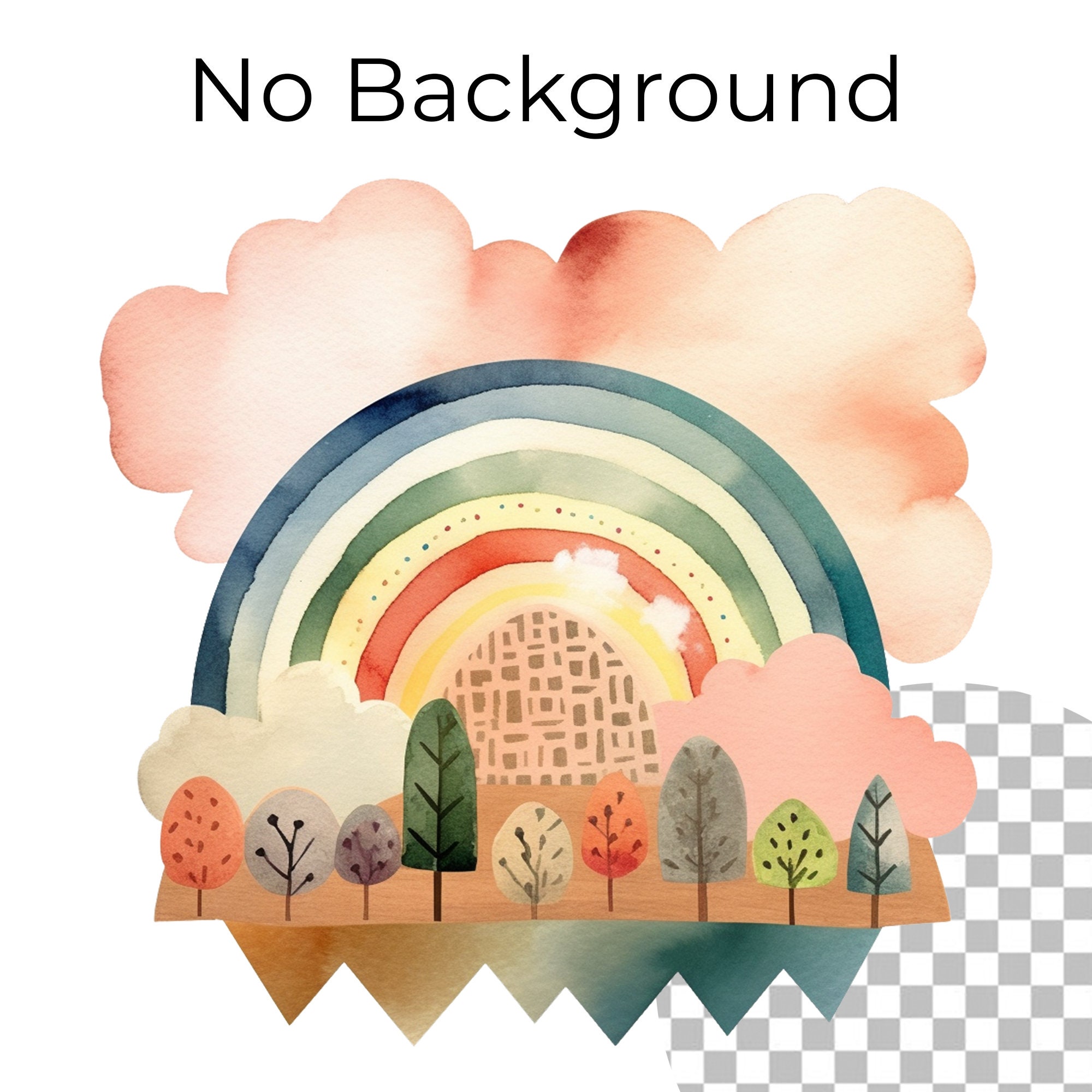 Watercolor Boho Rainbows Clipart Boho Sun & Cloud Clipart Pastel Color ...