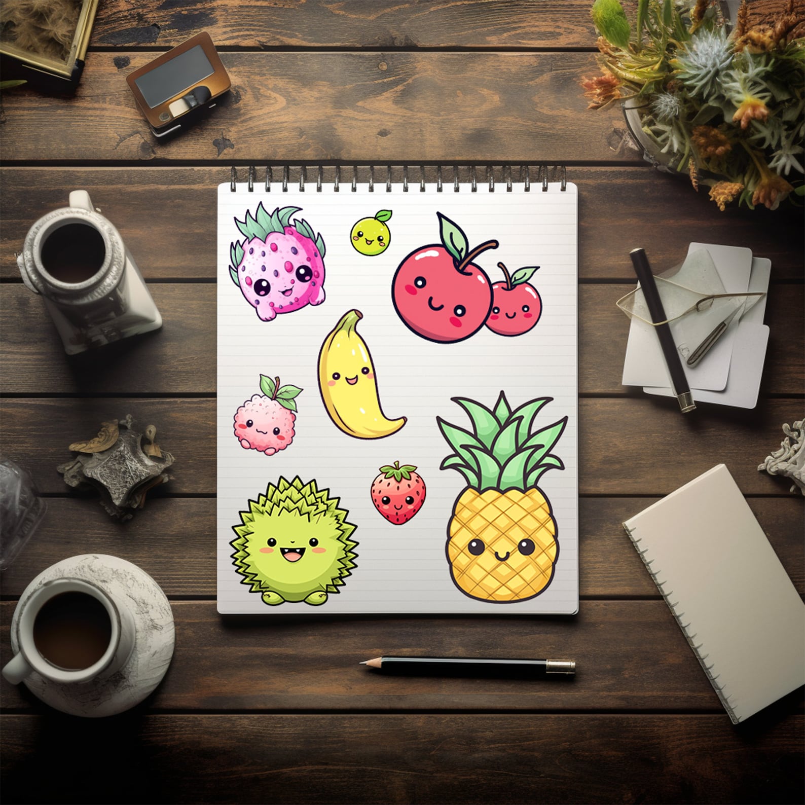 Pastel Kawaii Fruit Clipart - Kawaii Fruits Clipart - Instant Download ...