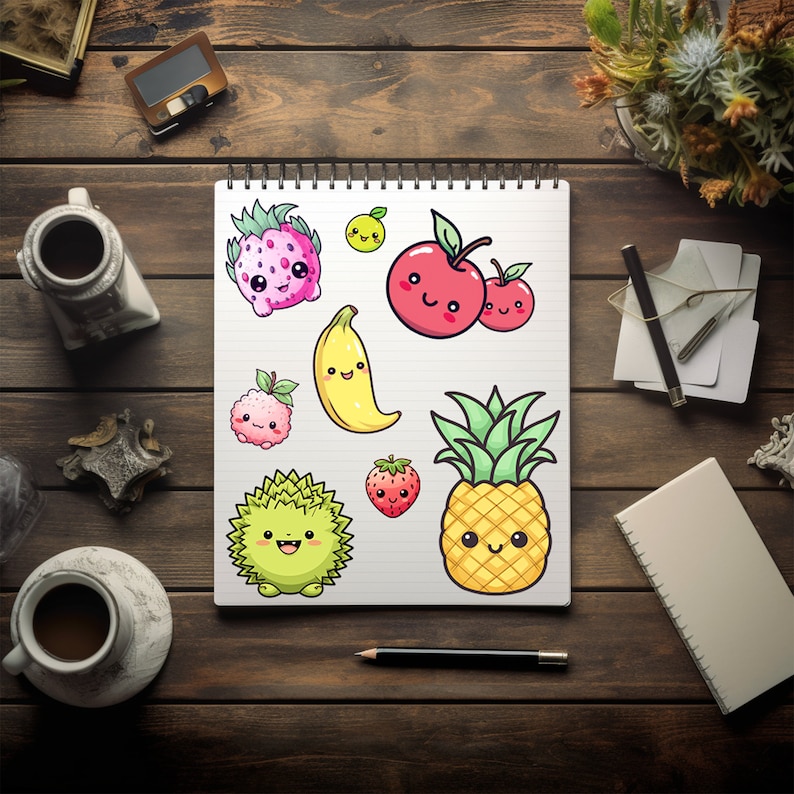 Pastel Kawaii Fruit Clipart - Kawaii Fruits Clipart - Instant Download ...