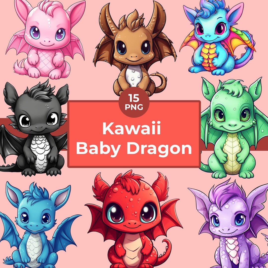 Kawaii Baby Dragon Clipart - Bundle of Baby Dragon - Cute Baby Dragon ...