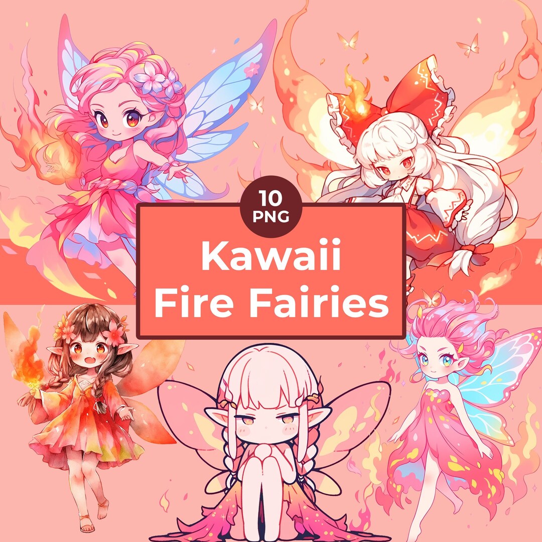 Kawaii Fire Fairies Clipart Bundle: Anime Manga PNG (commercial Use) - Etsy