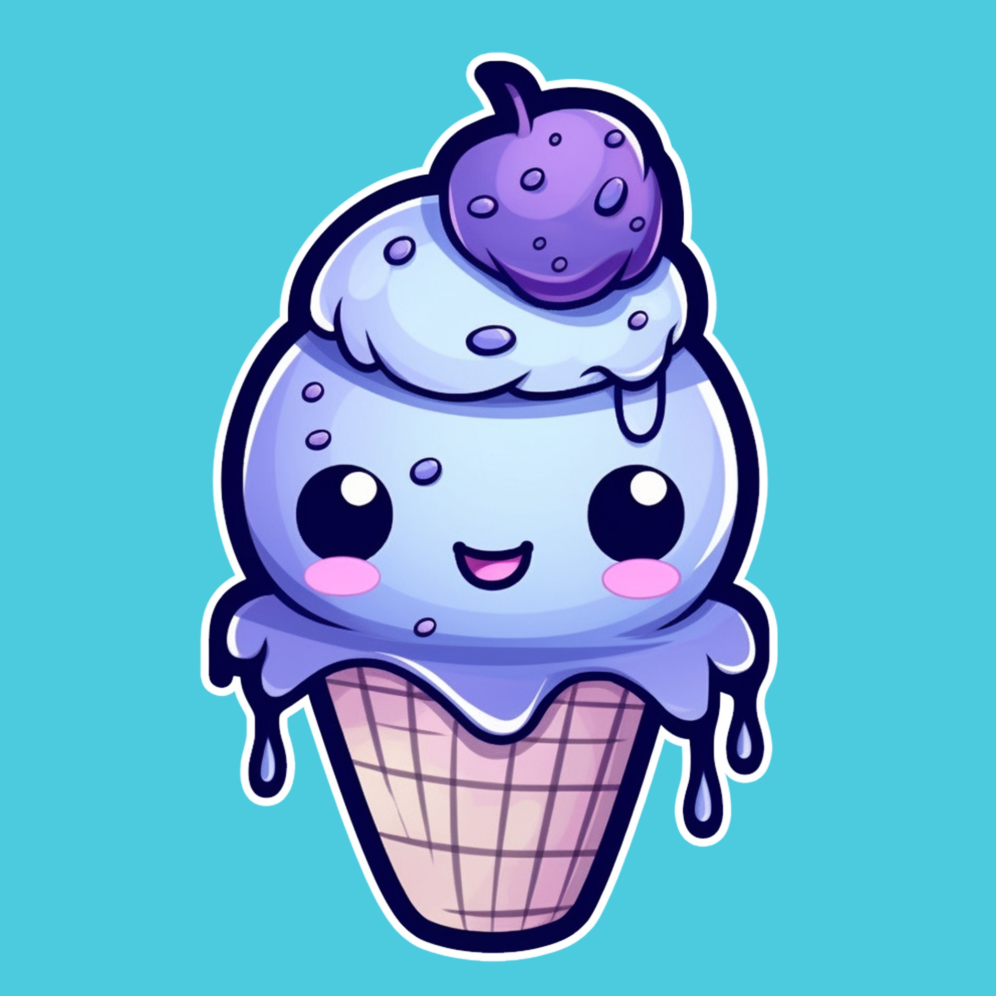 Kawaii Ice Cream Clipart Cute Ice Cream Clipart Perfect to Make Sticker ...