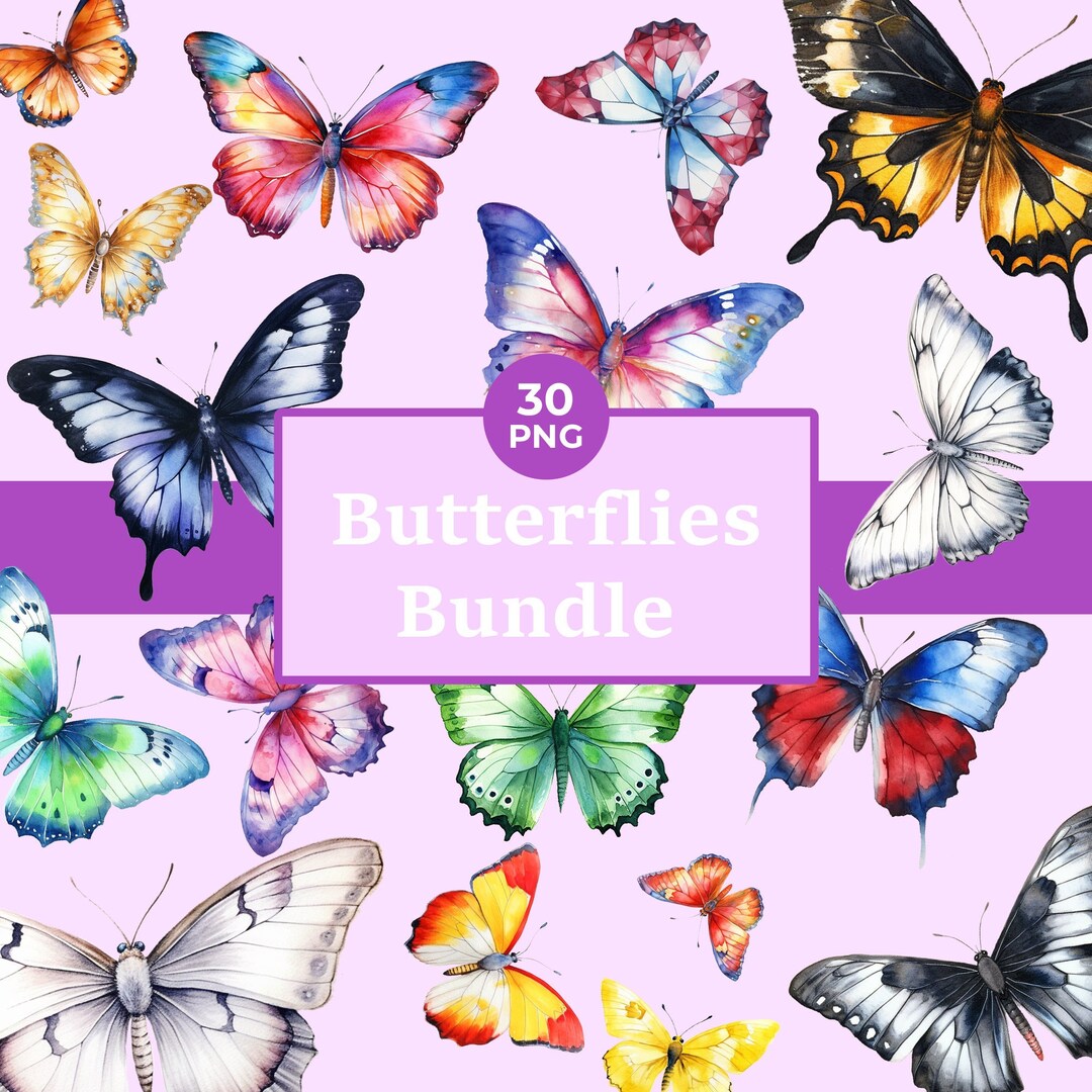 Watercolor Butterflies Clipart - Bundle of Butterflies - Butterfly ...