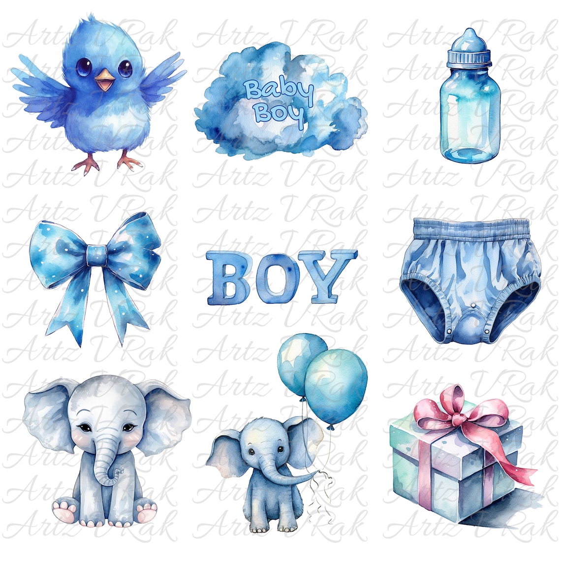 Watercolor Baby Shower Clipart Cute Images for Baby Shower It's a Boy ...