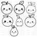 Clipart Coloring Page Kawaii Fruits Clipart Cute Fruits Black & White ...
