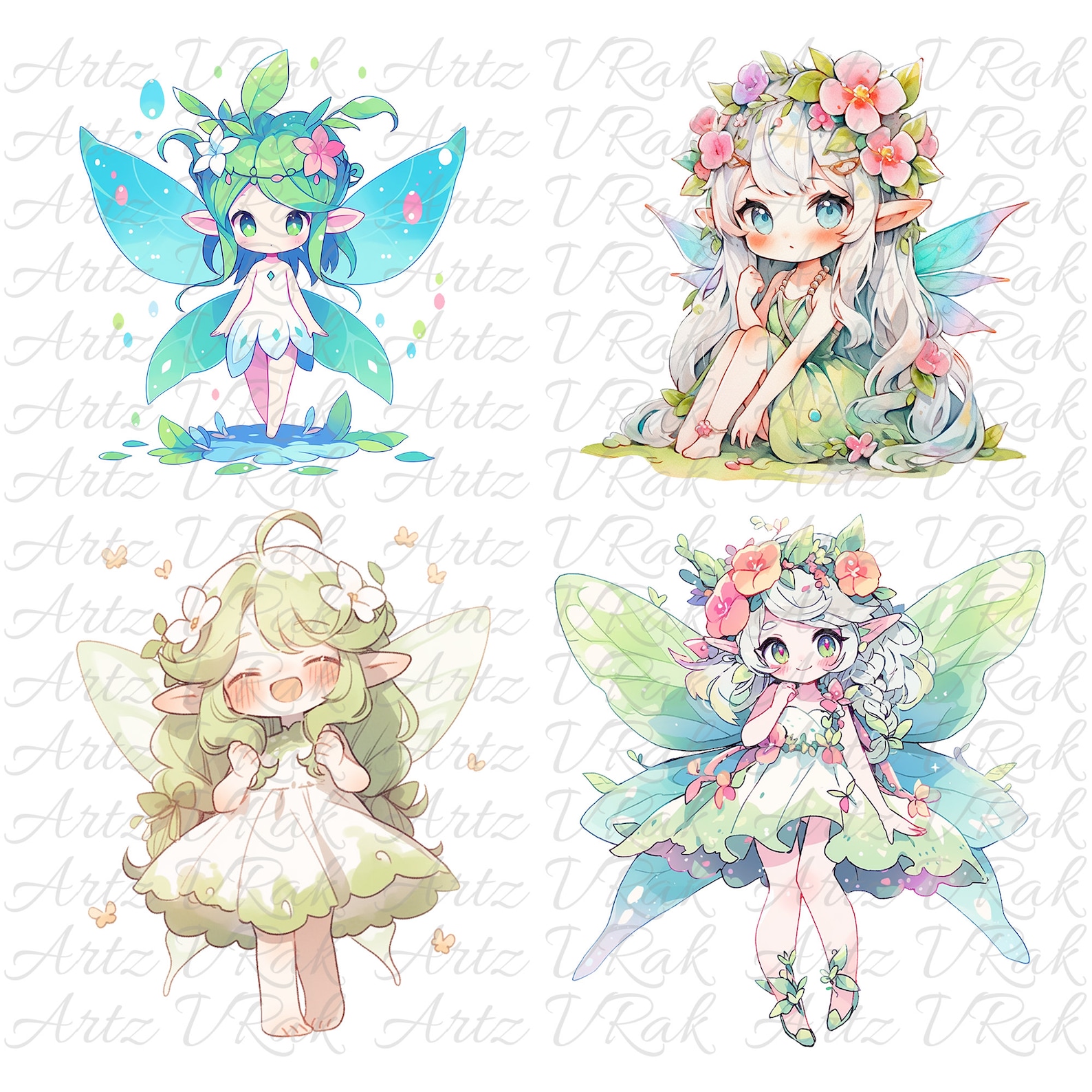 Kawaii Natural Fairies Clipart Bundle - Nature Fairy - Anime / Manga ...