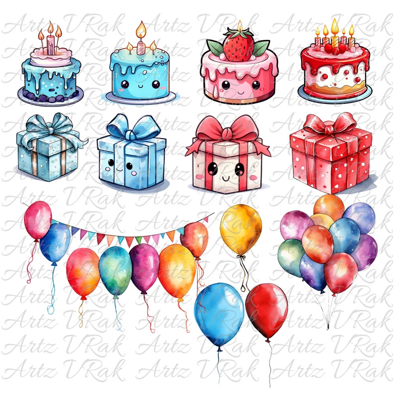 Kawaii Birthday Clipart - Cute Birthday Clipart - Birthday Clipart ...