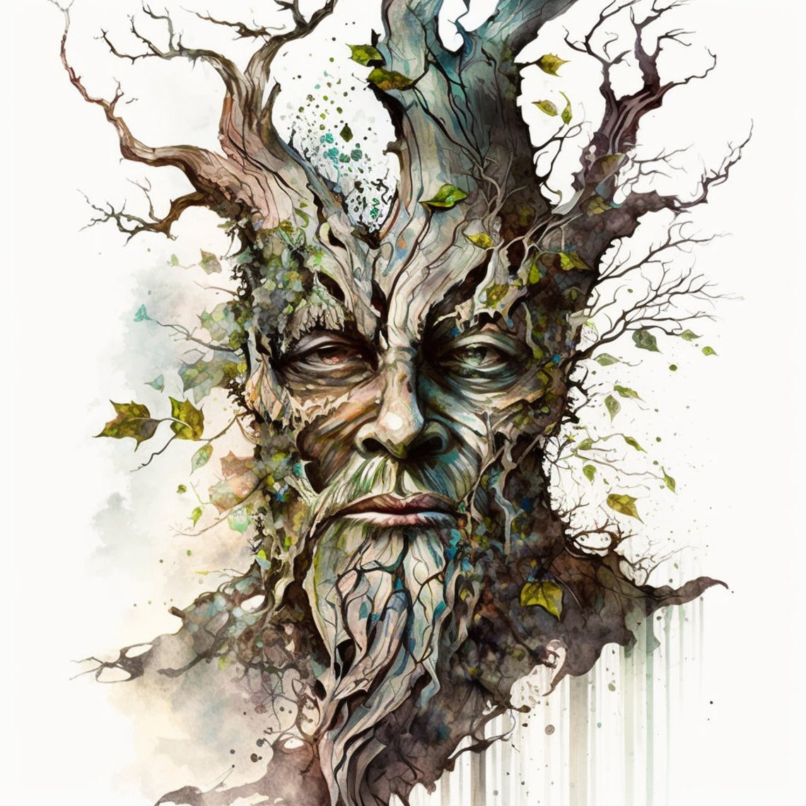 EPIC FANTASY Tree Faces Clipart Set- Nature - Watercolors- Forest ...