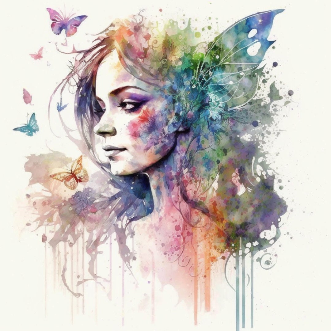 Fantasy Fairy Clipart, Watercolor PNG Bundle, Printable. 11 Separate ...