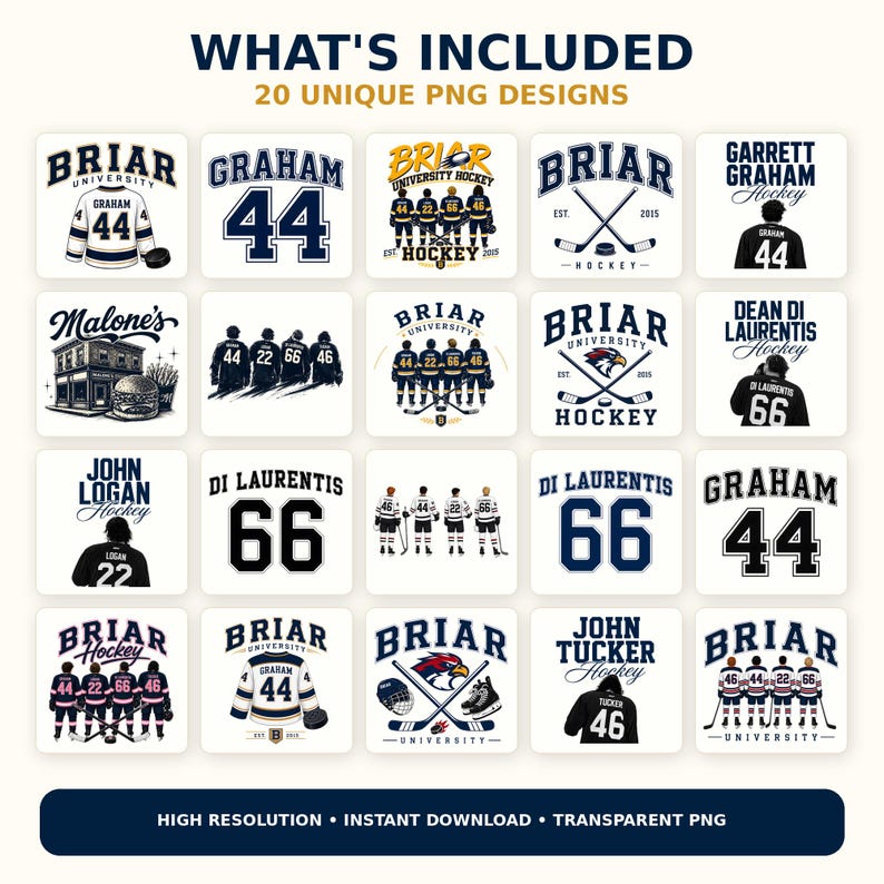 Briar U Hockey Romance PNG Bundle, Off Campus Inspired PNG, College ...
