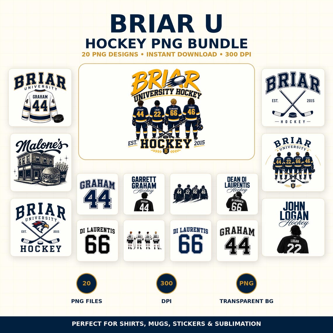 Briar U Hockey Romance PNG Bundle, Off Campus Inspired PNG, College ...