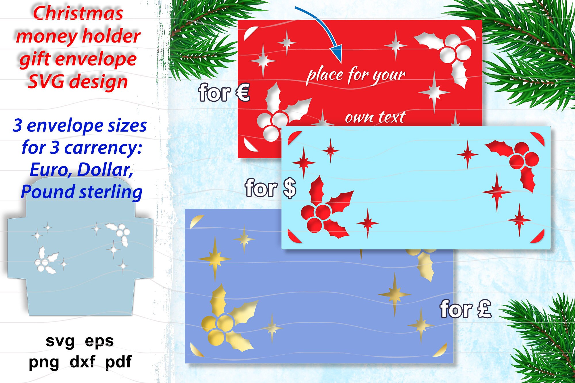 Cut File Money Envelopes for Gifts| Christmas Money Cash Holder Svg ...