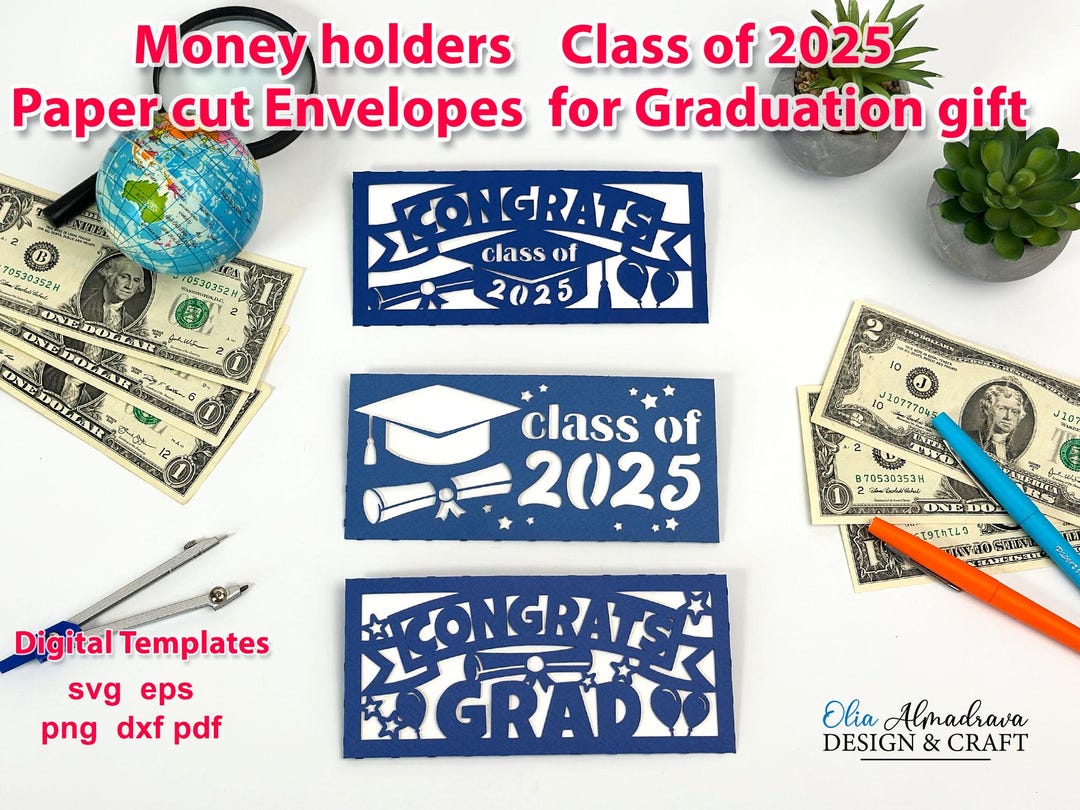 Digital SVG Templates of Graduation Money Wallet, Class of 2025 ...