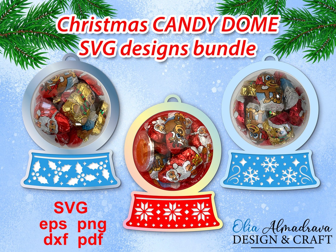 Snow Globes Candy Dome SVG Templates| Christmas Candy Holder Svg ...