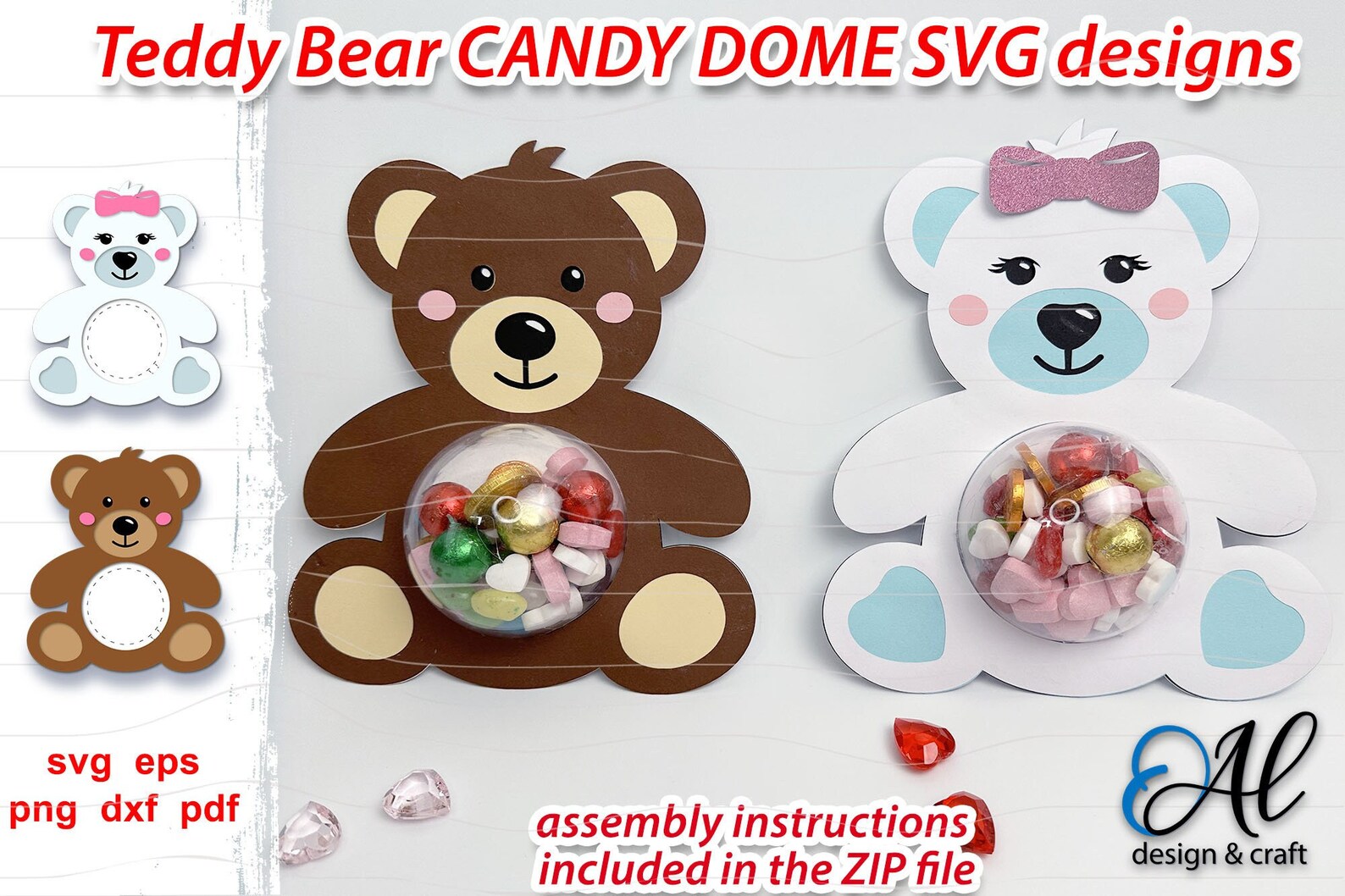 Teddy Bear Candy Dome Svg | Teddy Bear Baby Shower | Candy Holder Svg ...