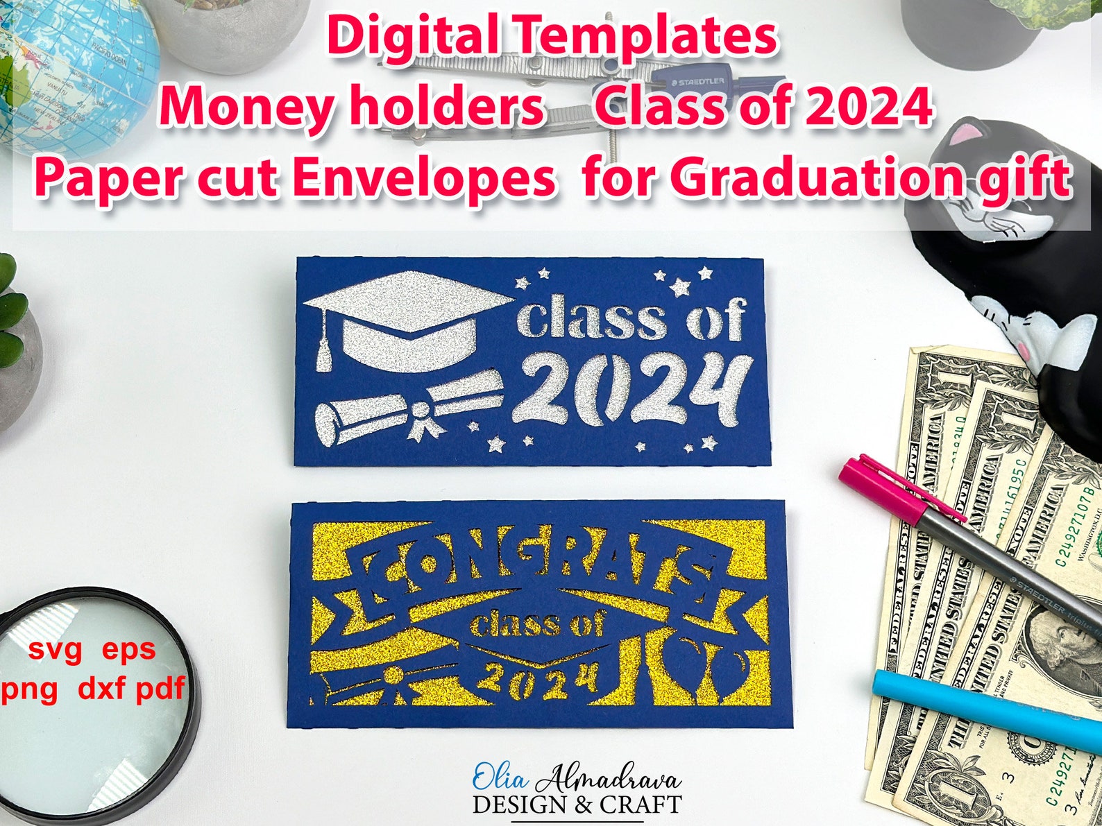 Digital SVG Templates of Graduation Money Wallet, Class of 2024 ...
